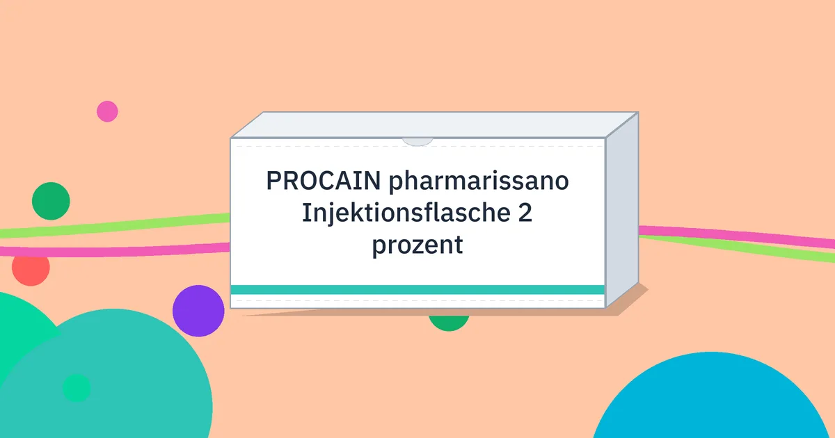 Symbolbild: Packung mit der Aufschrift PROCAIN pharmarissano Injektionsflasche 2 prozent (PZN 16816353) – Verfügbarkeit und Bezug in Apotheken in Frankfurt am Main