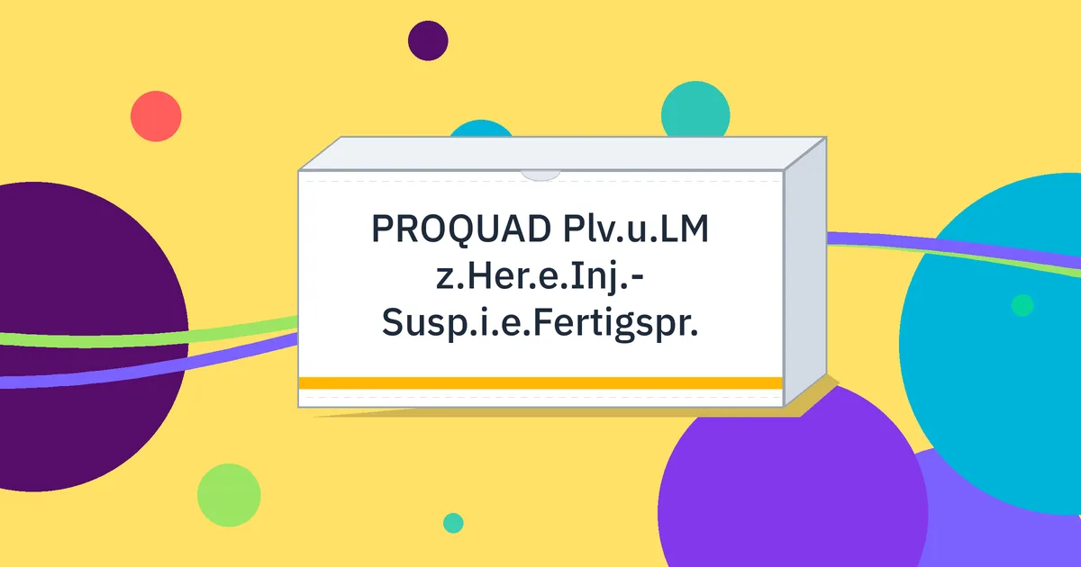 Symbolbild: Packung mit der Aufschrift PROQUAD Plv.u.LM z.Her.e.Inj.-Susp.i.e.Fertigspr. (PZN 16261091) – Verfügbarkeit und Bezug in Apotheken in Frankfurt am Main