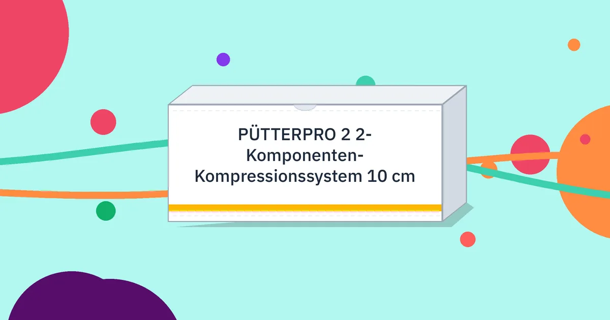 Symbolbild: Packung mit der Aufschrift PÜTTERPRO 2 2-Komponenten-Kompressionssystem 10 cm (PZN 20083198) – Verfügbarkeit und Bezug in Apotheken in Frankfurt am Main