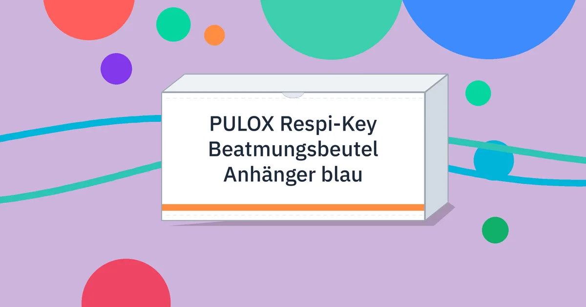 Symbolbild: Packung mit der Aufschrift PULOX Respi-Key Beatmungsbeutel Anhänger blau (PZN 08430817) – Verfügbarkeit und Bezug in Apotheken in Frankfurt am Main