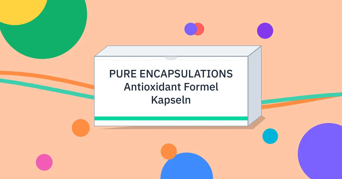 Symbolbild: Packung mit der Aufschrift PURE ENCAPSULATIONS Antioxidant Formel Kapseln (PZN 06552195) – Verfügbarkeit und Bezug in Apotheken in Frankfurt am Main