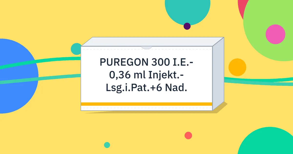 Symbolbild: Packung mit der Aufschrift PUREGON 300 I.E.-0,36 ml Injekt.-Lsg.i.Pat.+6 Nad. (PZN 09223960) – Verfügbarkeit und Bezug in Apotheken in Frankfurt am Main
