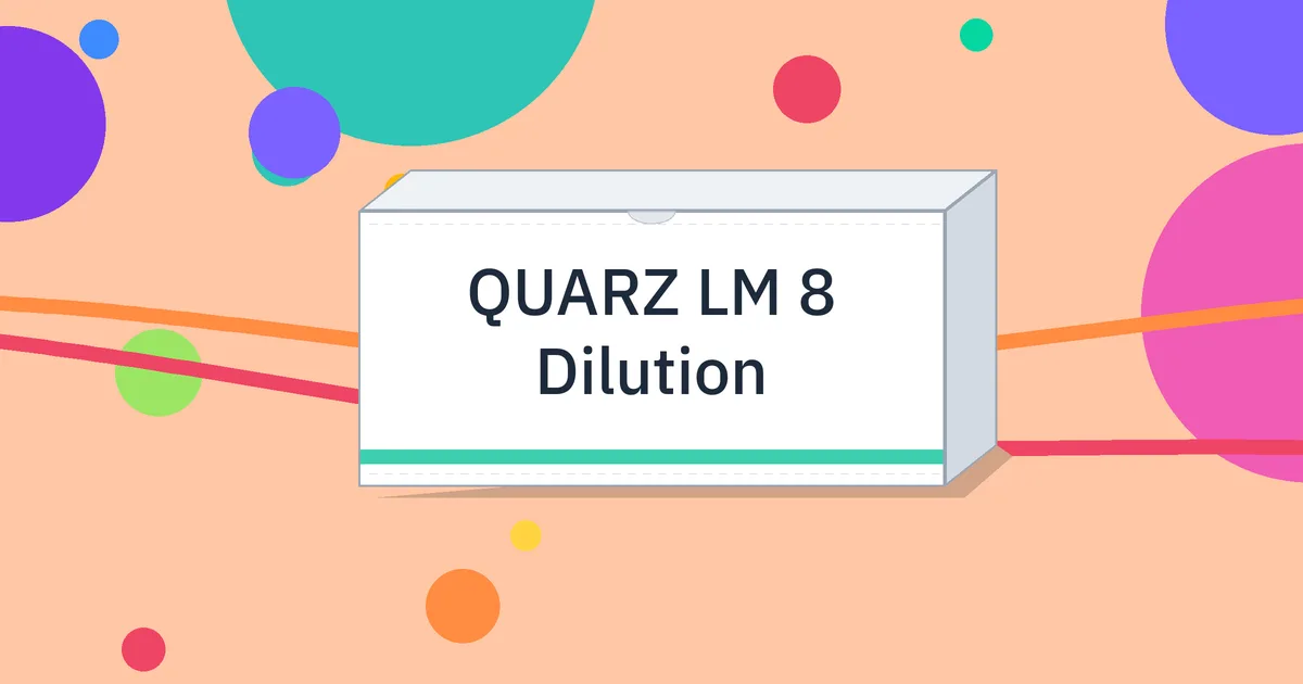 Symbolbild: Packung mit der Aufschrift QUARZ LM 8 Dilution (PZN 13045398) – Verfügbarkeit und Bezug in Apotheken in Frankfurt am Main