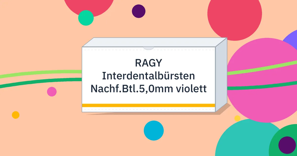 Symbolbild: Packung mit der Aufschrift RAGY Interdentalbürsten Nachf.Btl.5,0mm violett (PZN 02717417) – Verfügbarkeit und Bezug in Apotheken in Frankfurt am Main