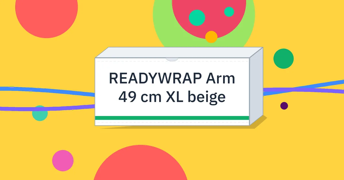 Symbolbild: Packung mit der Aufschrift READYWRAP Arm 49 cm XL beige (PZN 16567447) – Verfügbarkeit und Bezug in Apotheken in Frankfurt am Main