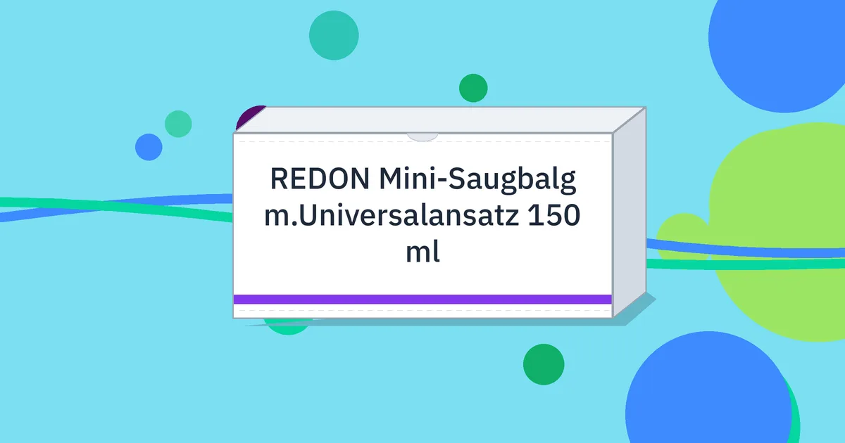 Symbolbild: Packung mit der Aufschrift REDON Mini-Saugbalg m.Universalansatz 150 ml (PZN 07697412) – Verfügbarkeit und Bezug in Apotheken in Frankfurt am Main