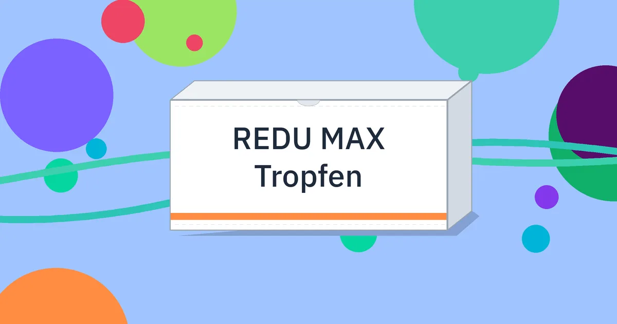 Symbolbild: Packung mit der Aufschrift REDU MAX Tropfen (PZN 07237805) – Verfügbarkeit und Bezug in Apotheken in Frankfurt am Main
