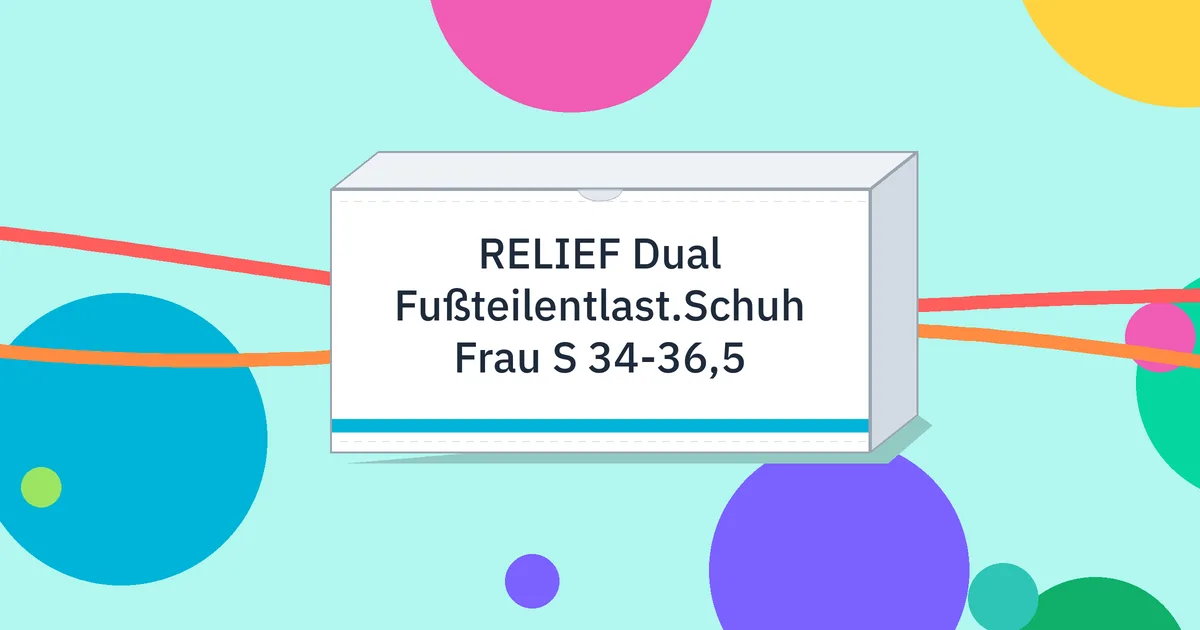 Symbolbild: Packung mit der Aufschrift RELIEF Dual Fußteilentlast.Schuh Frau S 34-36,5 (PZN 16629852) – Verfügbarkeit und Bezug in Apotheken in Frankfurt am Main