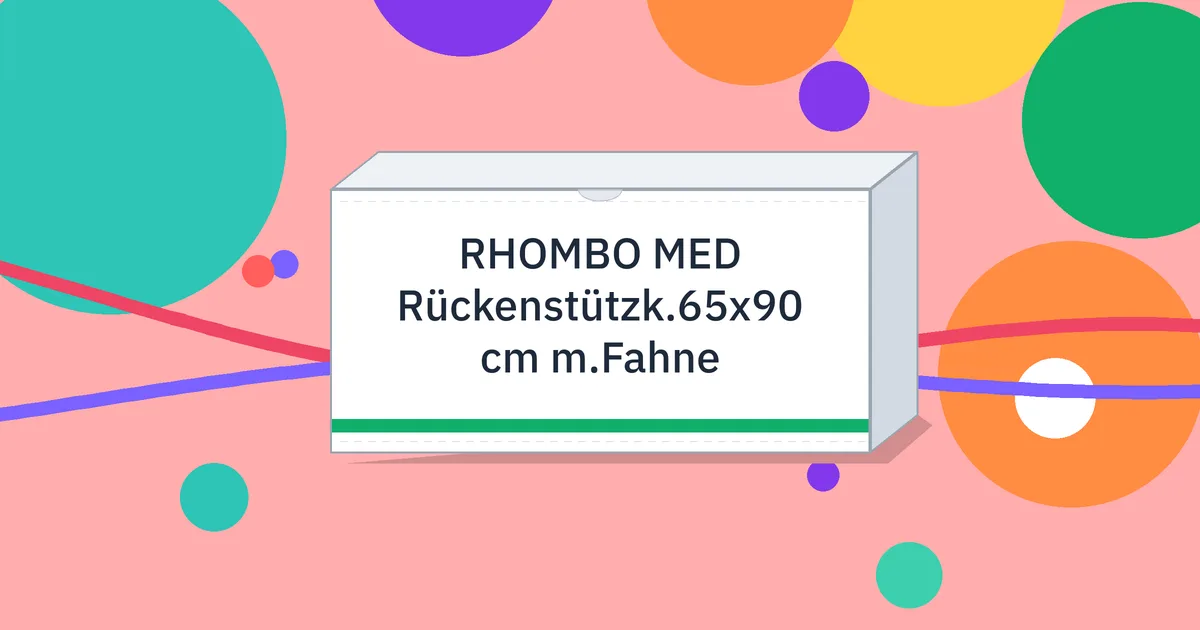 Symbolbild: Packung mit der Aufschrift RHOMBO MED Rückenstützk.65x90 cm m.Fahne (PZN 07447135) – Verfügbarkeit und Bezug in Apotheken in Frankfurt am Main