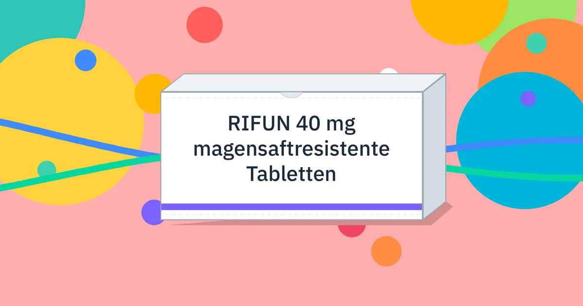 Symbolbild: Packung mit der Aufschrift RIFUN 40 mg magensaftresistente Tabletten (PZN 07265049) – Verfügbarkeit und Bezug in Apotheken in Frankfurt am Main