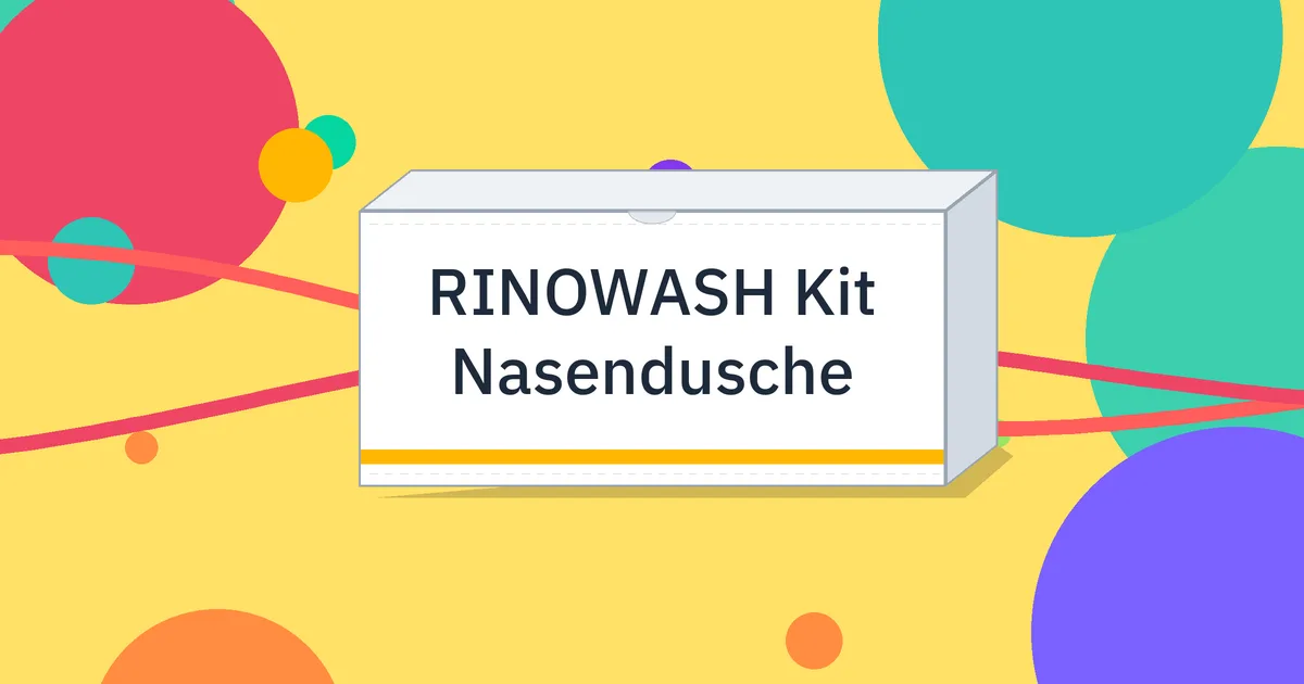 Symbolbild: Packung mit der Aufschrift RINOWASH Kit Nasendusche (PZN 10308839) – Verfügbarkeit und Bezug in Apotheken in Frankfurt am Main