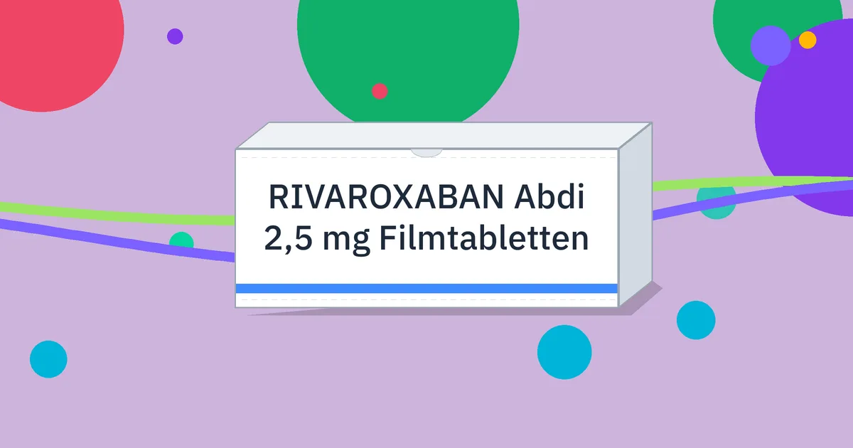 Symbolbild: Packung mit der Aufschrift RIVAROXABAN Abdi 2,5 mg Filmtabletten (PZN 18820063) – Verfügbarkeit und Bezug in Apotheken in Frankfurt am Main