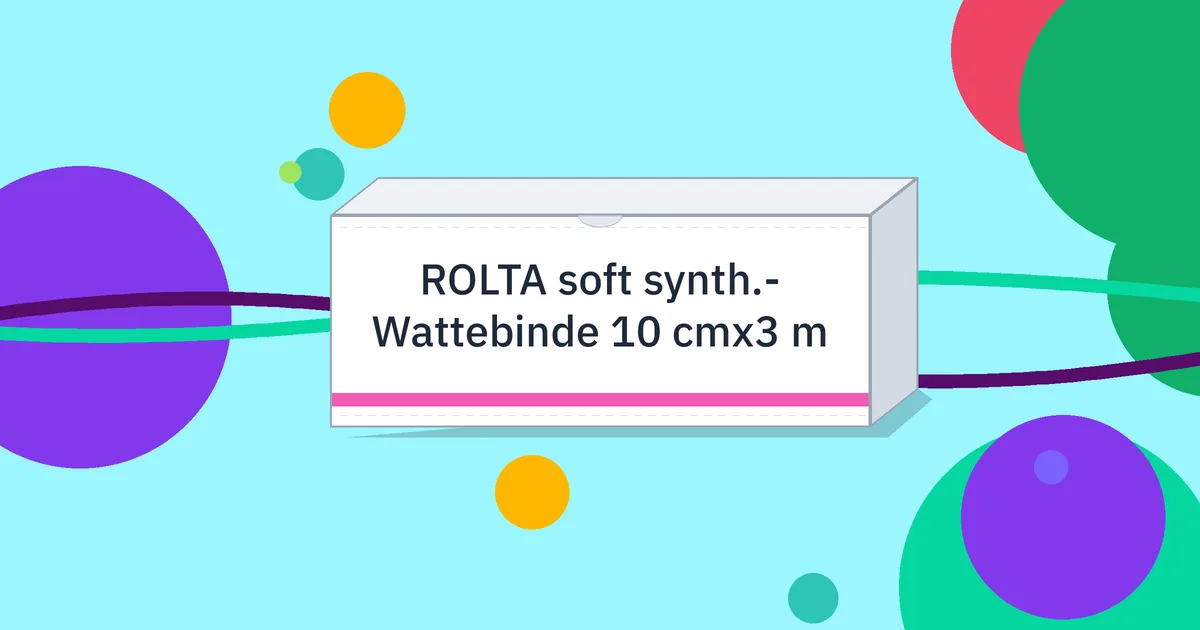Symbolbild: Packung mit der Aufschrift ROLTA soft synth.-Wattebinde 10 cmx3 m (PZN 12476245) – Verfügbarkeit und Bezug in Apotheken in Frankfurt am Main