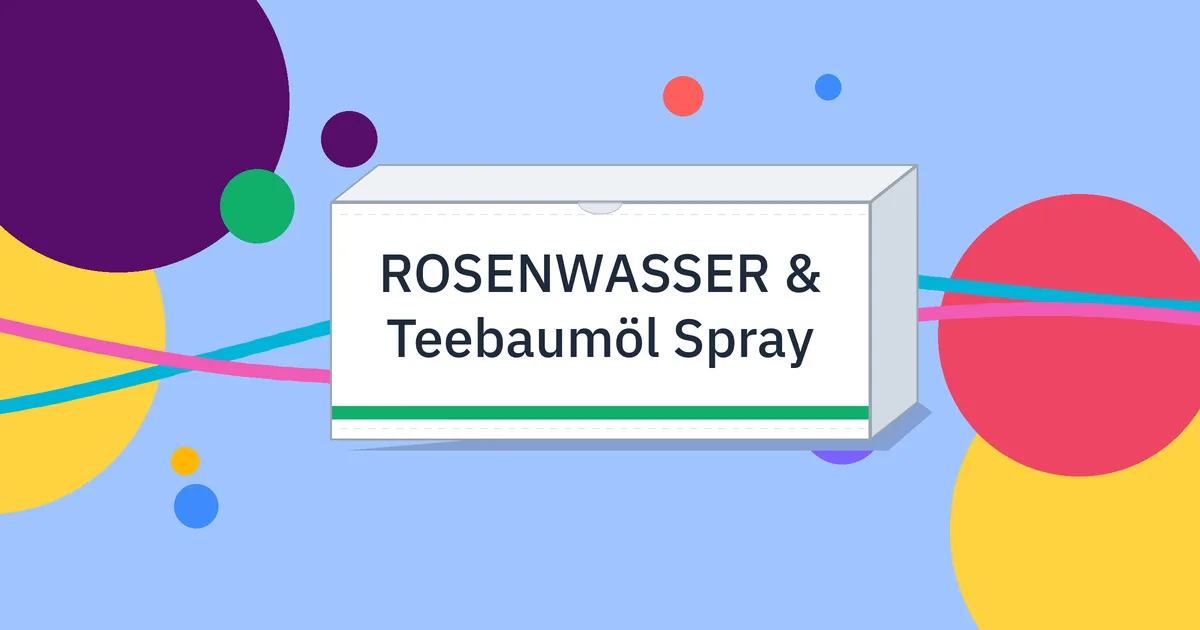Symbolbild: Packung mit der Aufschrift ROSENWASSER & Teebaumöl Spray (PZN 18356022) – Verfügbarkeit und Bezug in Apotheken in Frankfurt am Main