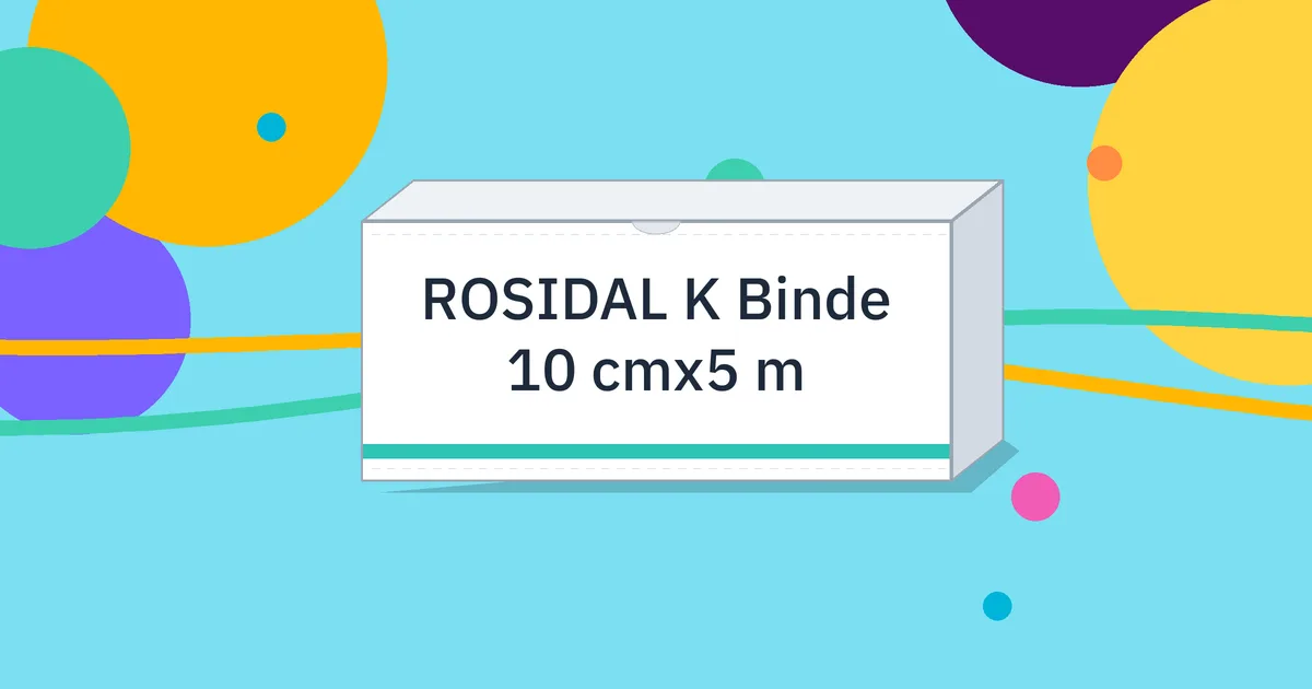 Symbolbild: Packung mit der Aufschrift ROSIDAL K Binde 10 cmx5 m (PZN 13858693) – Verfügbarkeit und Bezug in Apotheken in Frankfurt am Main