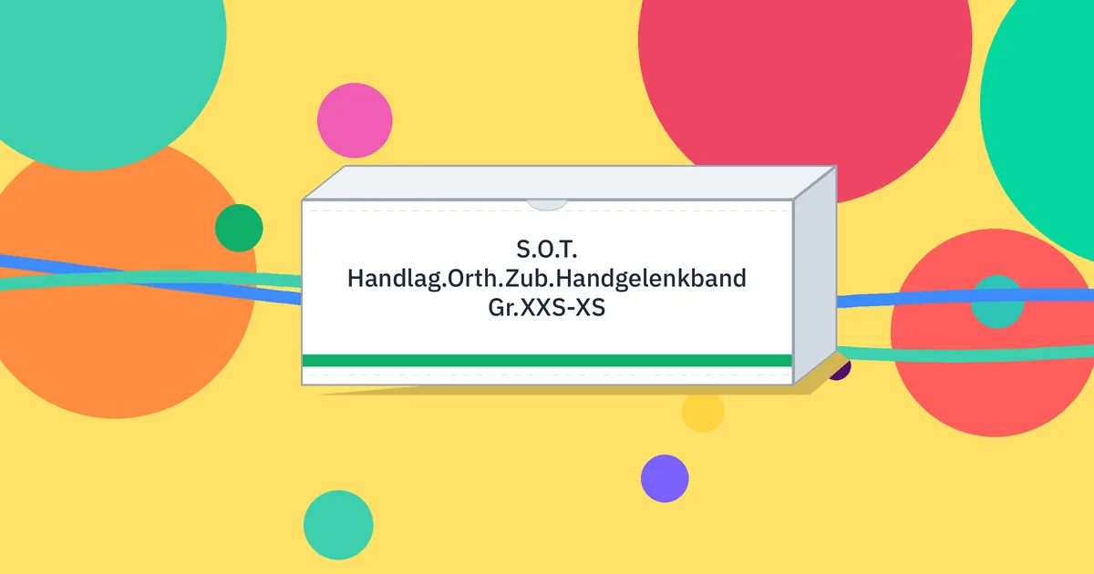 Symbolbild: Packung mit der Aufschrift S.O.T. Handlag.Orth.Zub.Handgelenkband Gr.XXS-XS (PZN 15862055) – Verfügbarkeit und Bezug in Apotheken in Frankfurt am Main