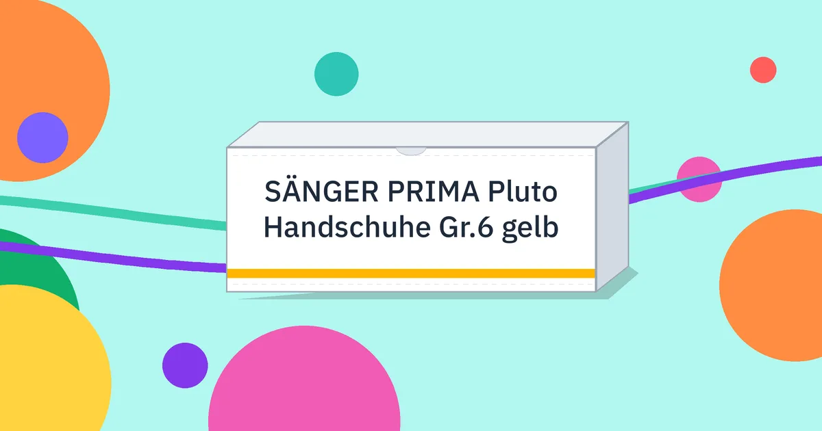 Symbolbild: Packung mit der Aufschrift SÄNGER PRIMA Pluto Handschuhe Gr.6 gelb (PZN 00773593) – Verfügbarkeit und Bezug in Apotheken in Frankfurt am Main
