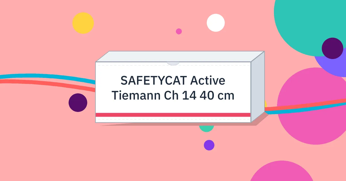 Symbolbild: Packung mit der Aufschrift SAFETYCAT Active Tiemann Ch 14 40 cm (PZN 02696052) – Verfügbarkeit und Bezug in Apotheken in Frankfurt am Main