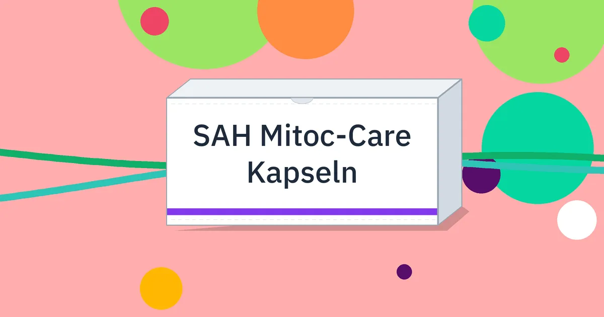 Symbolbild: Packung mit der Aufschrift SAH Mitoc-Care Kapseln (PZN 19444490) – Verfügbarkeit und Bezug in Apotheken in Frankfurt am Main