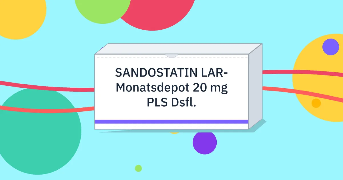 Symbolbild: Packung mit der Aufschrift SANDOSTATIN LAR-Monatsdepot 20 mg PLS Dsfl. (PZN 02364657) – Verfügbarkeit und Bezug in Apotheken in Frankfurt am Main