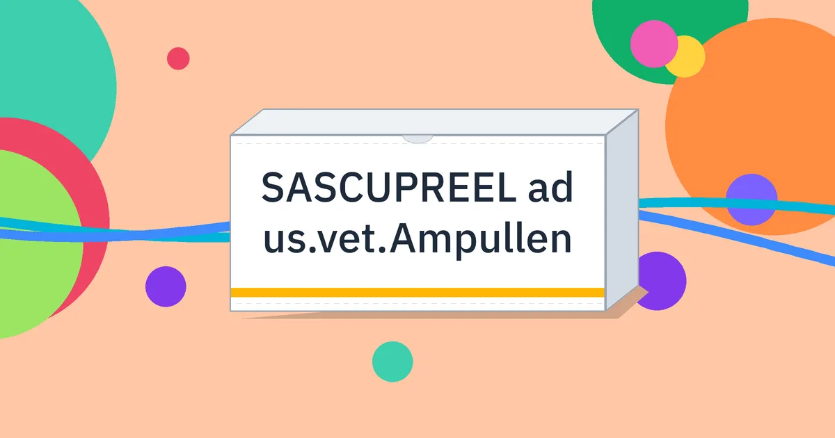 Symbolbild: Packung mit der Aufschrift SASCUPREEL ad us.vet.Ampullen (PZN 17511779) – Verfügbarkeit und Bezug in Apotheken in Frankfurt am Main