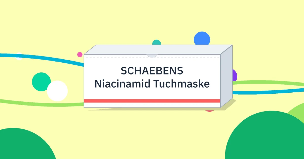 Symbolbild: Packung mit der Aufschrift SCHAEBENS Niacinamid Tuchmaske (PZN 18750463) – Verfügbarkeit und Bezug in Apotheken in Frankfurt am Main