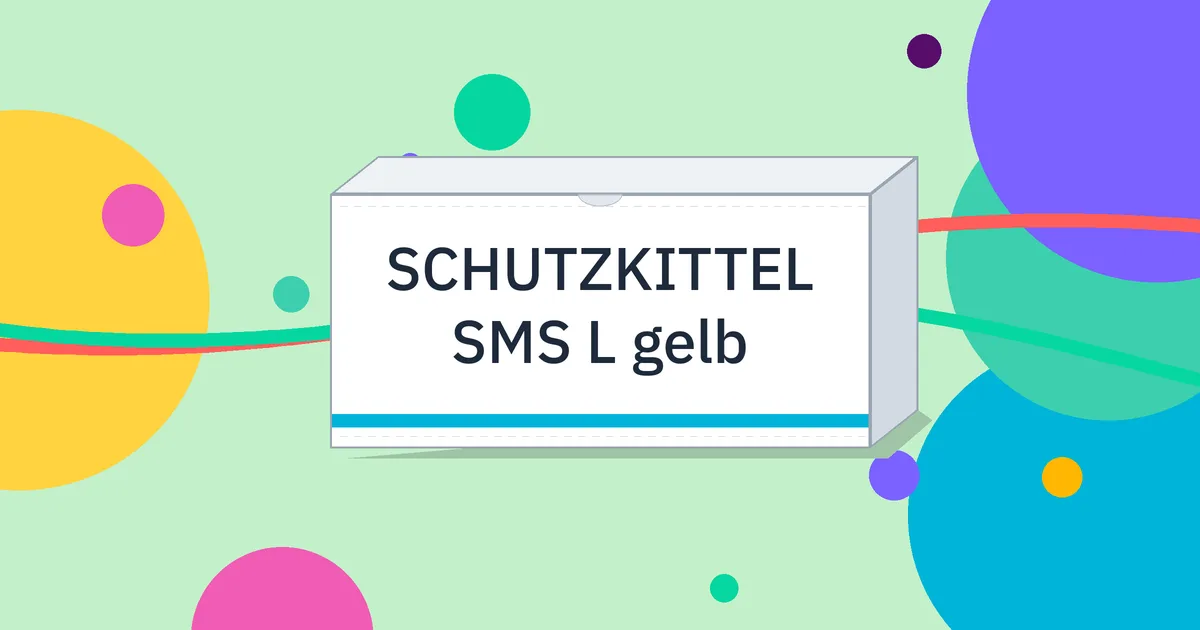 Symbolbild: Packung mit der Aufschrift SCHUTZKITTEL SMS L gelb (PZN 20206011) – Verfügbarkeit und Bezug in Apotheken in Frankfurt am Main