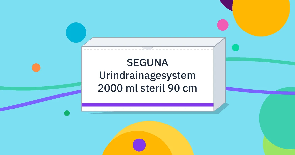 Symbolbild: Packung mit der Aufschrift SEGUNA Urindrainagesystem 2000 ml steril 90 cm (PZN 14312938) – Verfügbarkeit und Bezug in Apotheken in Frankfurt am Main
