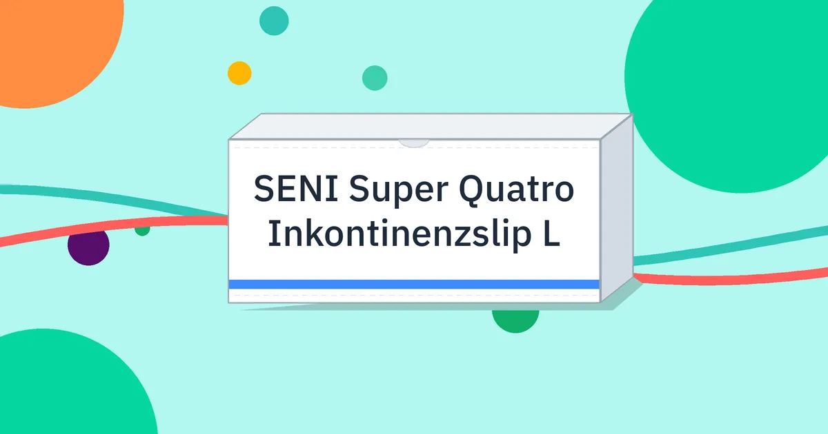 Symbolbild: Packung mit der Aufschrift SENI Super Quatro Inkontinenzslip L (PZN 01986204) – Verfügbarkeit und Bezug in Apotheken in Frankfurt am Main
