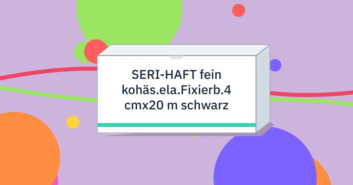 Symbolbild: Packung mit der Aufschrift SERI-HAFT fein kohäs.ela.Fixierb.4 cmx20 m schwarz (PZN 20845805) – Verfügbarkeit und Bezug in Apotheken in Frankfurt am Main