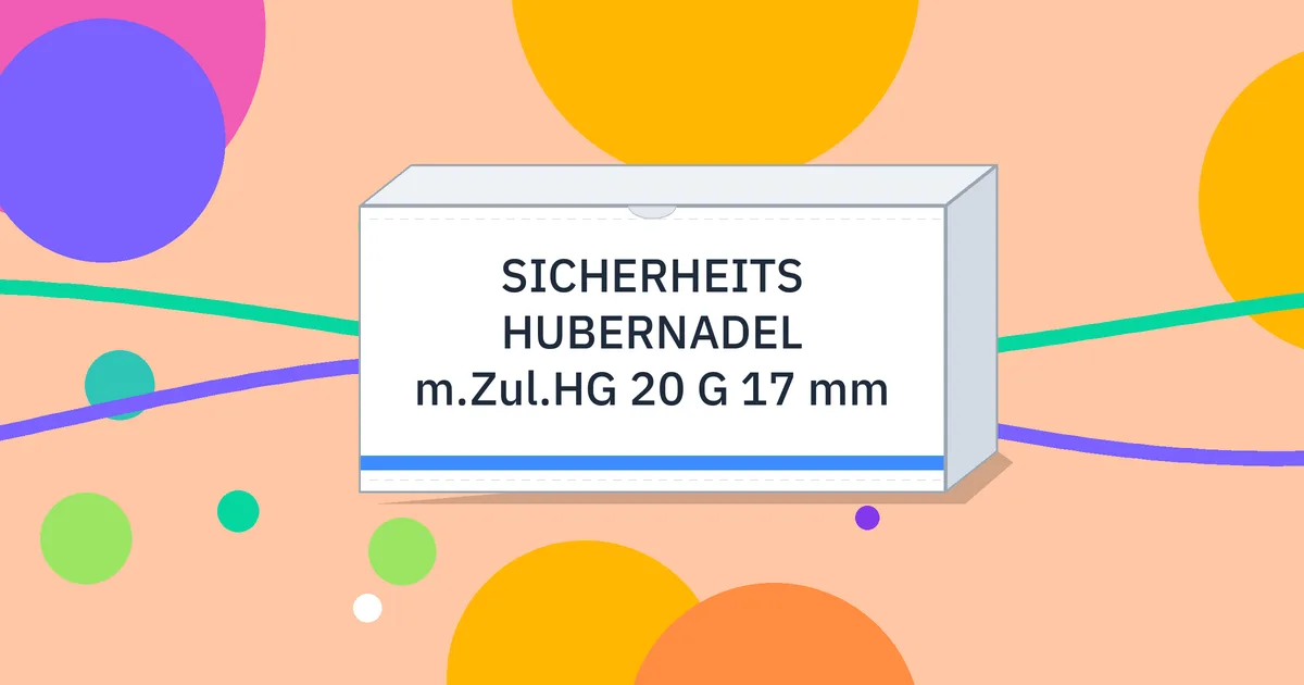 Symbolbild: Packung mit der Aufschrift SICHERHEITS HUBERNADEL m.Zul.HG 20 G 17 mm (PZN 14321914) – Verfügbarkeit und Bezug in Apotheken in Frankfurt am Main