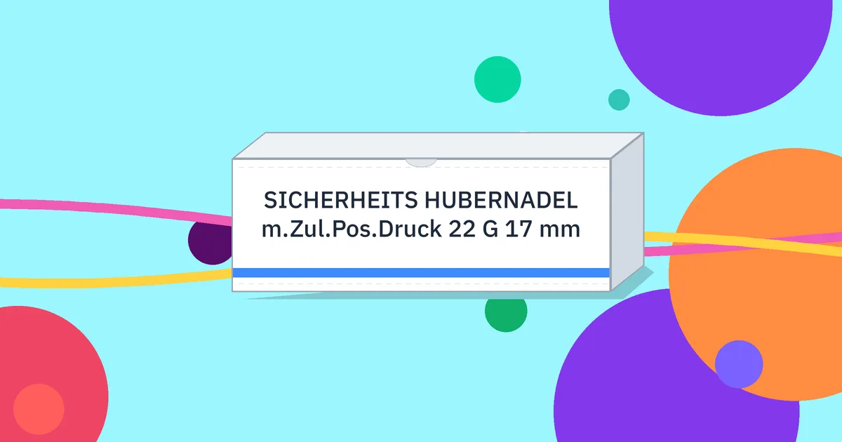 Symbolbild: Packung mit der Aufschrift SICHERHEITS HUBERNADEL m.Zul.Pos.Druck 22 G 17 mm (PZN 14322581) – Verfügbarkeit und Bezug in Apotheken in Frankfurt am Main