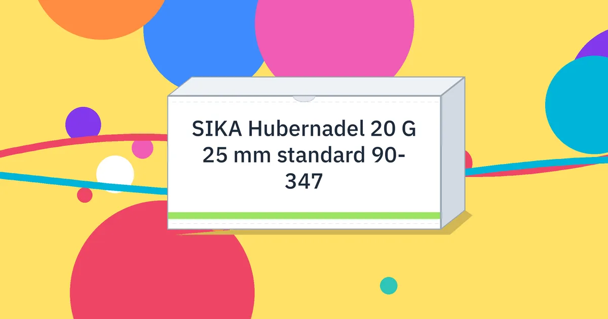 Symbolbild: Packung mit der Aufschrift SIKA Hubernadel 20 G 25 mm standard 90-347 (PZN 03054611) – Verfügbarkeit und Bezug in Apotheken in Frankfurt am Main