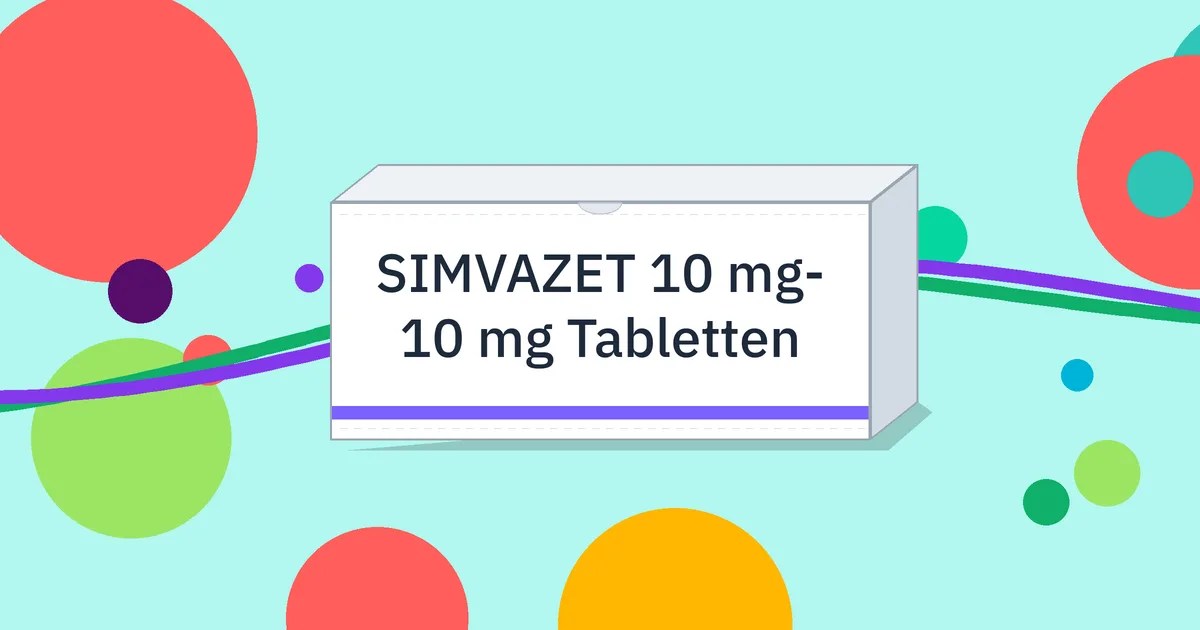 Symbolbild: Packung mit der Aufschrift SIMVAZET 10 mg-10 mg Tabletten (PZN 13970510) – Verfügbarkeit und Bezug in Apotheken in Frankfurt am Main