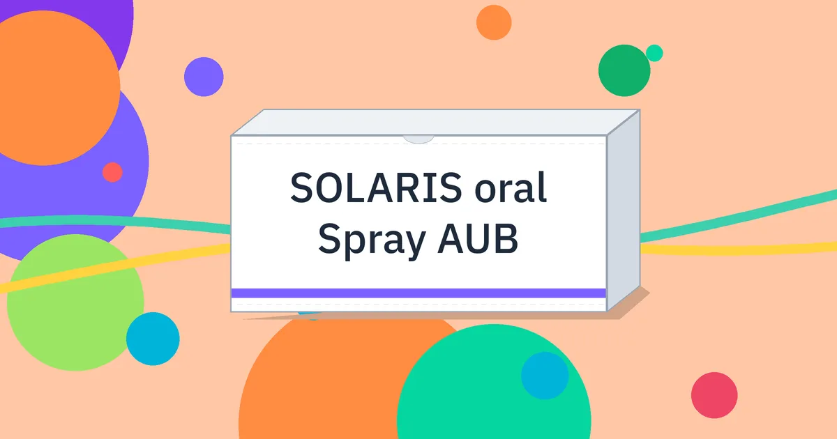 Symbolbild: Packung mit der Aufschrift SOLARIS oral Spray AUB (PZN 18734760) – Verfügbarkeit und Bezug in Apotheken in Frankfurt am Main