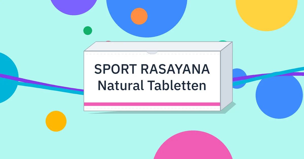 Symbolbild: Packung mit der Aufschrift SPORT RASAYANA Natural Tabletten (PZN 19152617) – Verfügbarkeit und Bezug in Apotheken in Frankfurt am Main
