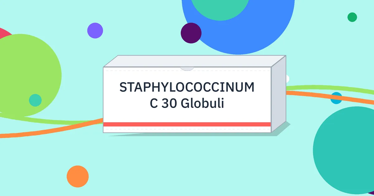 Symbolbild: Packung mit der Aufschrift STAPHYLOCOCCINUM C 30 Globuli (PZN 07597099) – Verfügbarkeit und Bezug in Apotheken in Frankfurt am Main