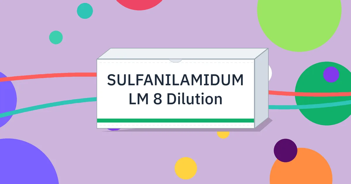 Symbolbild: Packung mit der Aufschrift SULFANILAMIDUM LM 8 Dilution (PZN 13208995) – Verfügbarkeit und Bezug in Apotheken in Frankfurt am Main