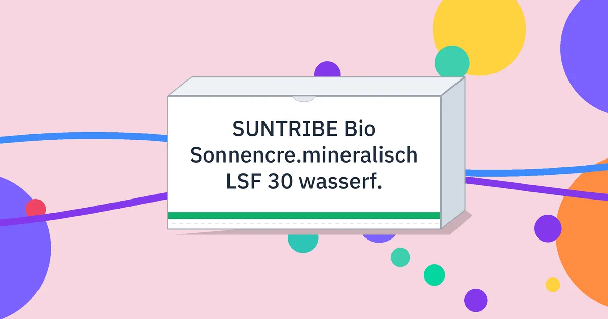 Symbolbild: Packung mit der Aufschrift SUNTRIBE Bio Sonnencre.mineralisch LSF 30 wasserf. (PZN 16703092) – Verfügbarkeit und Bezug in Apotheken in Frankfurt am Main