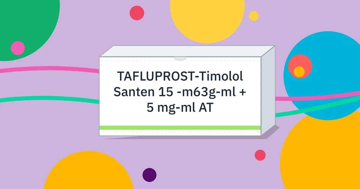 Symbolbild: Packung mit der Aufschrift TAFLUPROST-Timolol Santen 15 -m63g-ml + 5 mg-ml AT (PZN 19470464) – Verfügbarkeit und Bezug in Apotheken in Frankfurt am Main