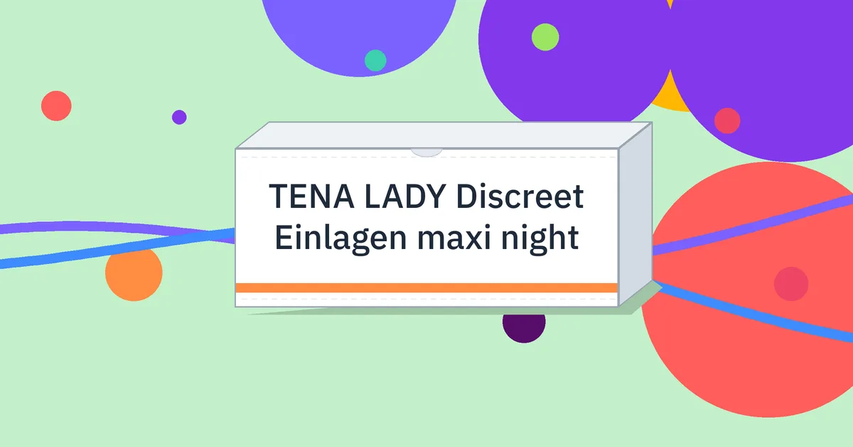 Symbolbild: Packung mit der Aufschrift TENA LADY Discreet Einlagen maxi night (PZN 17851110) – Verfügbarkeit und Bezug in Apotheken in Frankfurt am Main