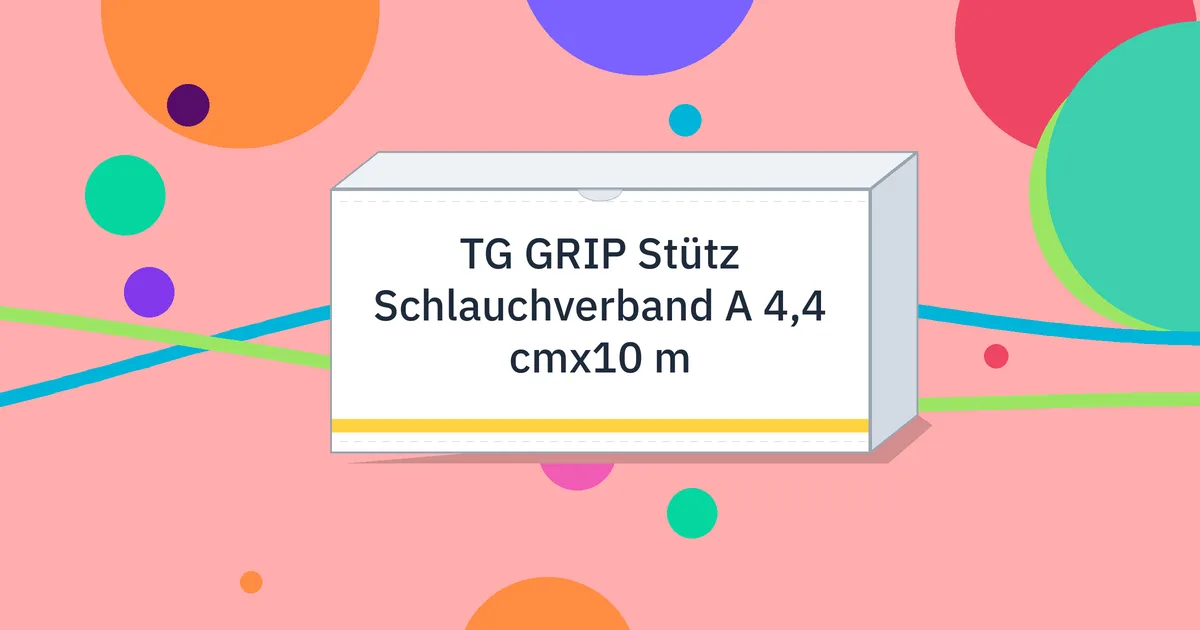 Symbolbild: Packung mit der Aufschrift TG GRIP Stütz Schlauchverband A 4,4 cmx10 m (PZN 15430976) – Verfügbarkeit und Bezug in Apotheken in Frankfurt am Main