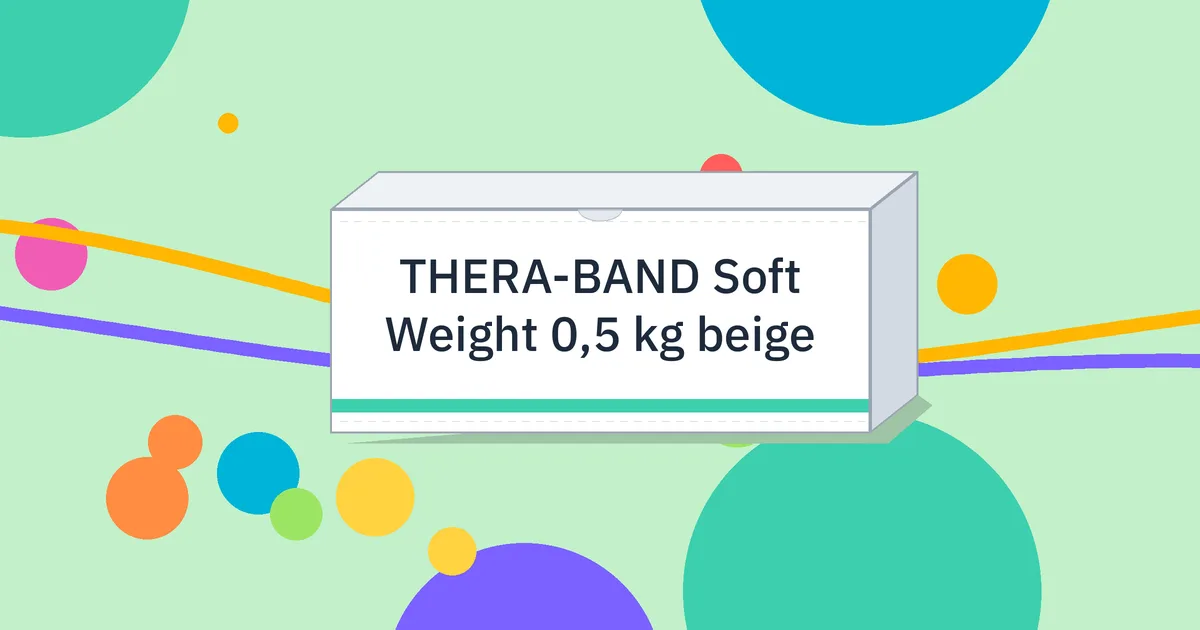 Symbolbild: Packung mit der Aufschrift THERA-BAND Soft Weight 0,5 kg beige (PZN 00497578) – Verfügbarkeit und Bezug in Apotheken in Frankfurt am Main