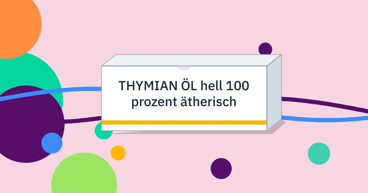 Symbolbild: Packung mit der Aufschrift THYMIAN ÖL hell 100 prozent ätherisch (PZN 07206360) – Verfügbarkeit und Bezug in Apotheken in Frankfurt am Main