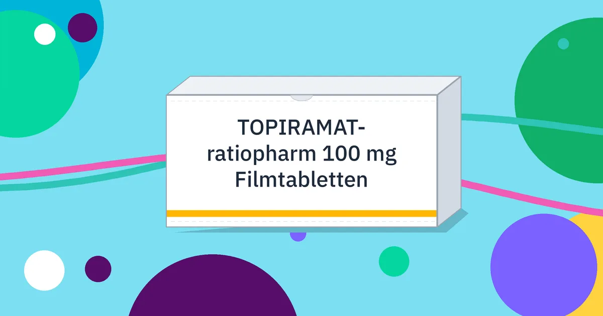 Symbolbild: Packung mit der Aufschrift TOPIRAMAT-ratiopharm 100 mg Filmtabletten (PZN 09001544) – Verfügbarkeit und Bezug in Apotheken in Frankfurt am Main