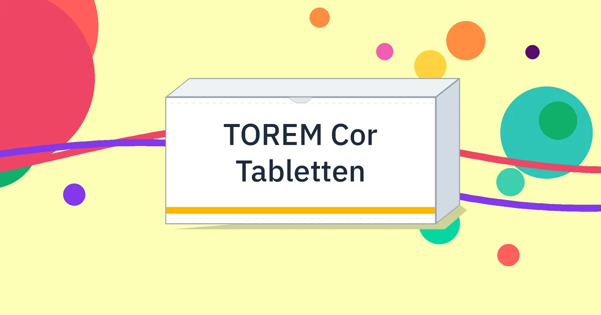 Symbolbild: Packung mit der Aufschrift TOREM Cor Tabletten (PZN 04927053) – Verfügbarkeit und Bezug in Apotheken in Frankfurt am Main