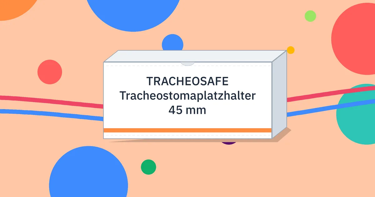 Symbolbild: Packung mit der Aufschrift TRACHEOSAFE Tracheostomaplatzhalter 45 mm (PZN 10780453) – Verfügbarkeit und Bezug in Apotheken in Frankfurt am Main
