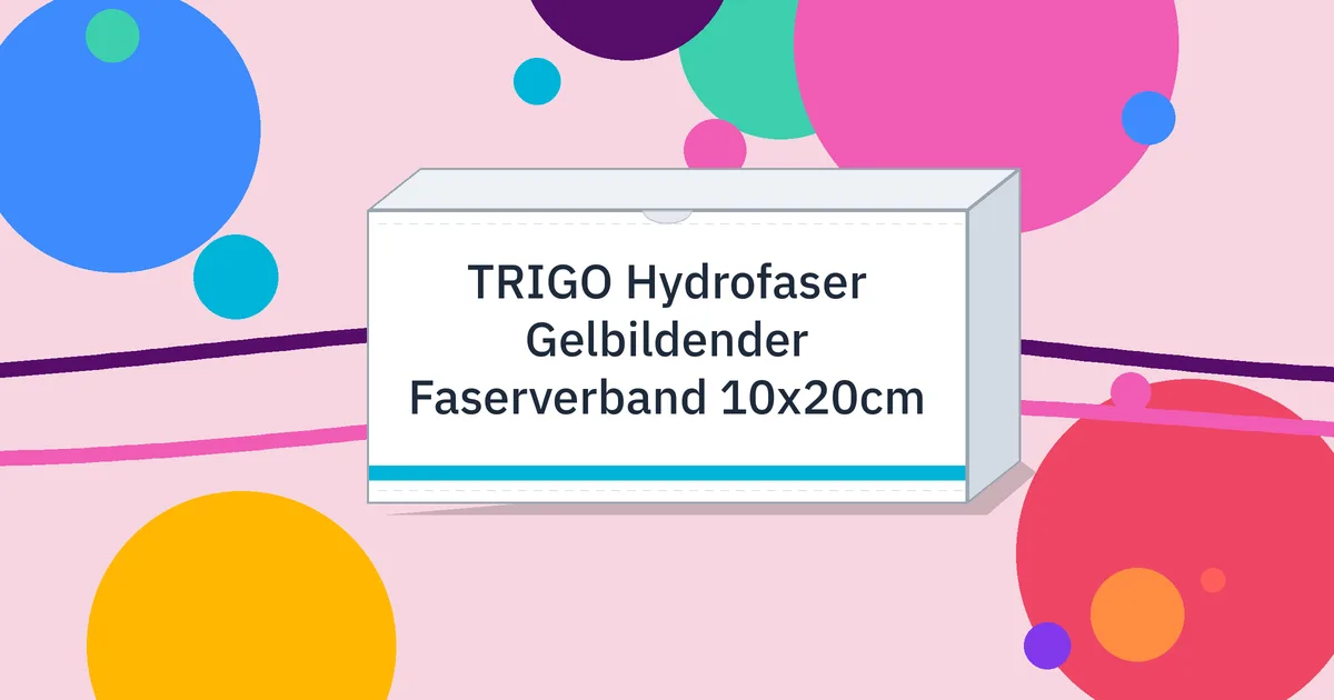 Symbolbild: Packung mit der Aufschrift TRIGO Hydrofaser Gelbildender Faserverband 10x20cm (PZN 19670418) – Verfügbarkeit und Bezug in Apotheken in Frankfurt am Main