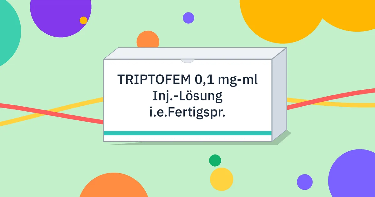 Symbolbild: Packung mit der Aufschrift TRIPTOFEM 0,1 mg-ml Inj.-Lösung i.e.Fertigspr. (PZN 10177047) – Verfügbarkeit und Bezug in Apotheken in Frankfurt am Main