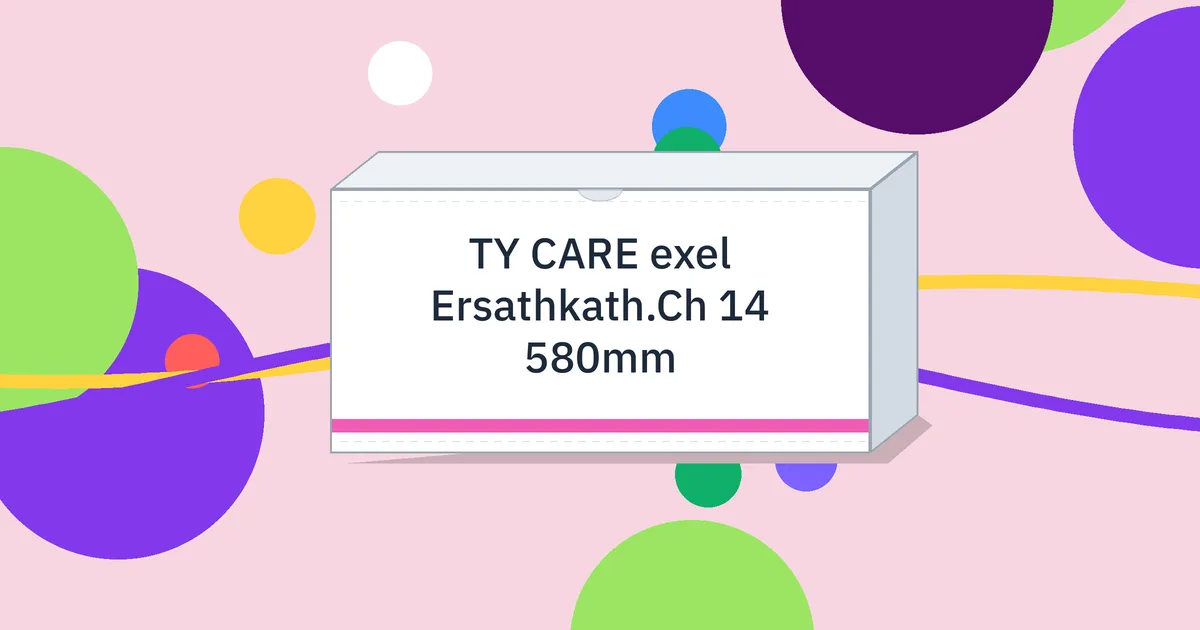 Symbolbild: Packung mit der Aufschrift TY CARE exel Ersathkath.Ch 14 580mm (PZN 00804595) – Verfügbarkeit und Bezug in Apotheken in Frankfurt am Main